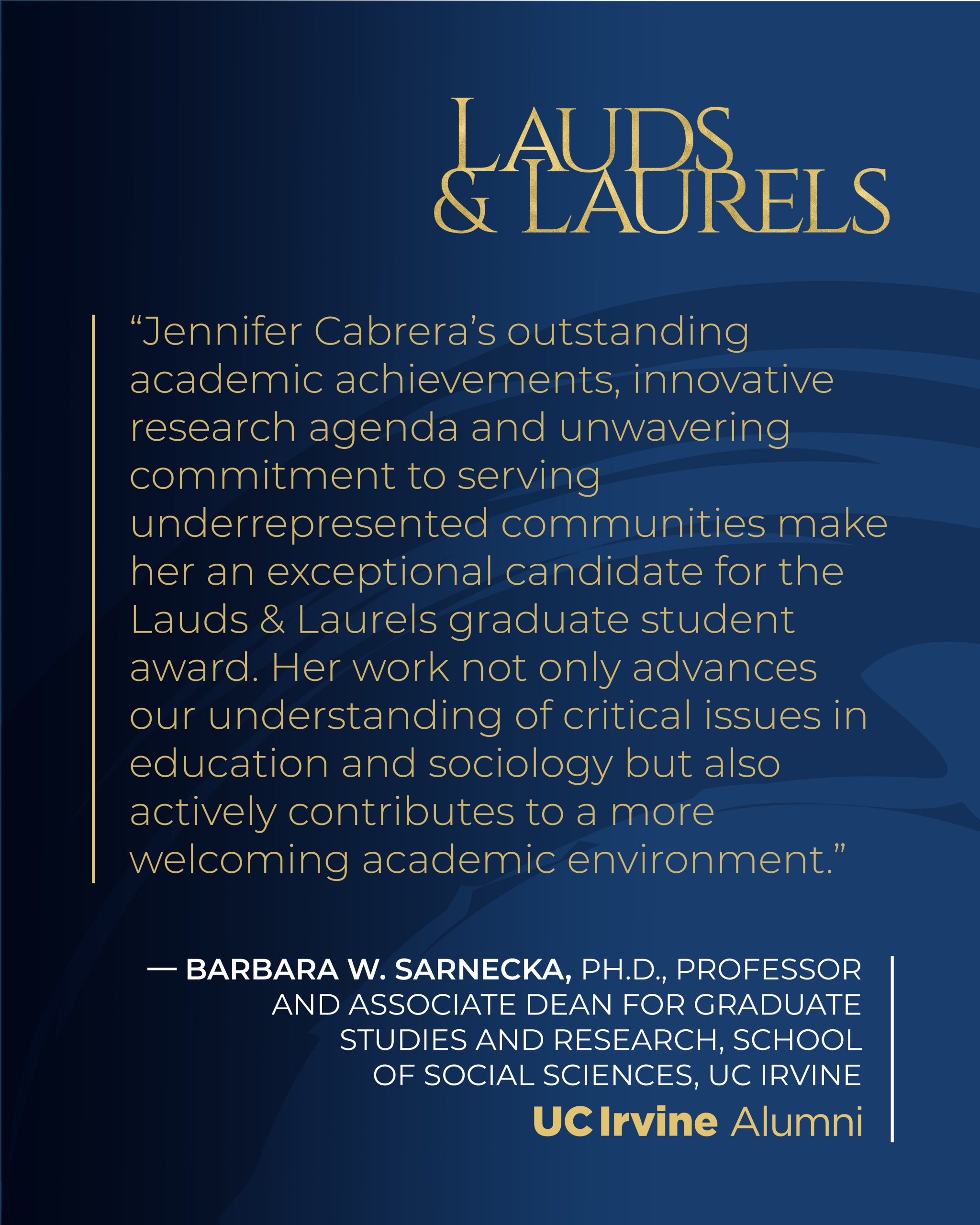 Lauds and Laurels Bio 2025 Jennifer Cabrera – engage.alumni.uci.edu